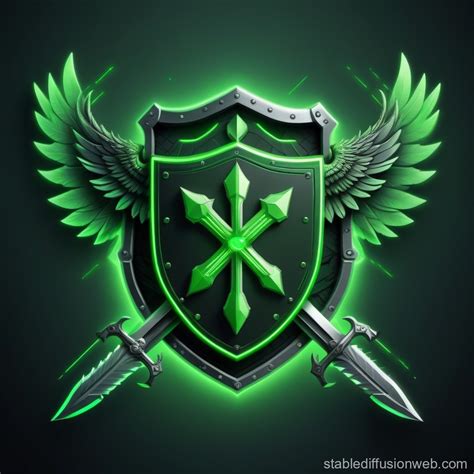 An Emblem In The Form Of A Shield With Wings And Crossed Swords