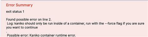 Kaniko Container Runtime Error Harness Developer Hub