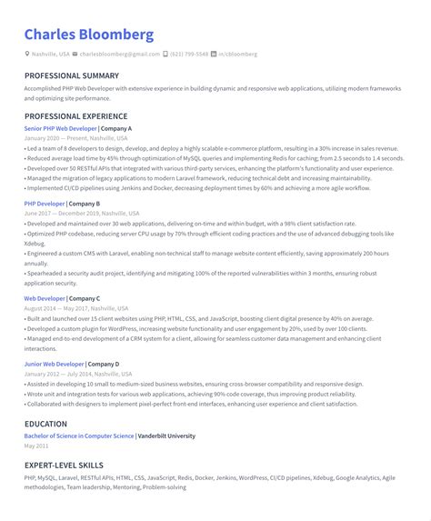 10 Amazing Web Developer Resume Examples For Different Web Dev