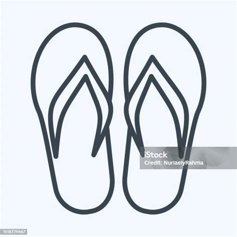 아이콘 플립 플롭 여름 상징에 적합합니다 선 스타일 편집 가능한 간단한 디자인 디자인 템플릿 벡터 간단한 그림 개념에 대한 스톡