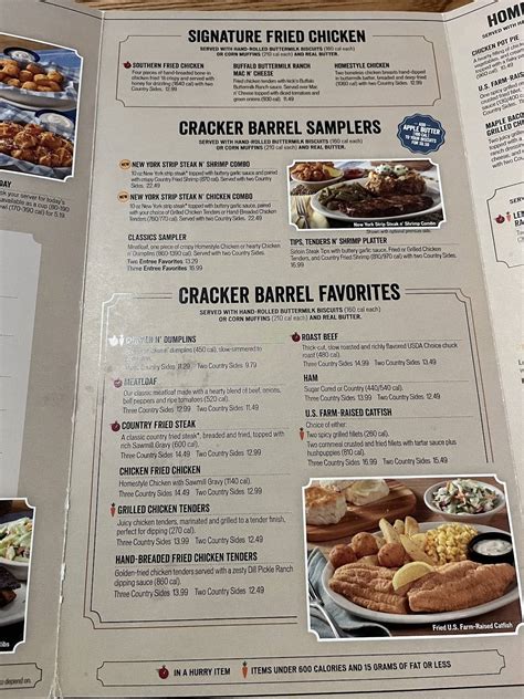 Menu At Cracker Barrel Old Country Store Waynesboro
