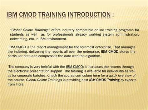 Ppt Ibm Cmod Training Ibm Cmod Online Training Global Online Trainings Powerpoint
