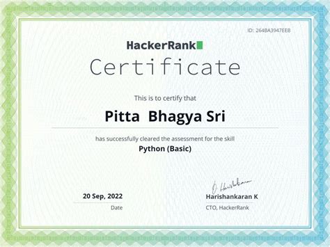 Bhagya Sri Pitta On Linkedin Hackerrank Python