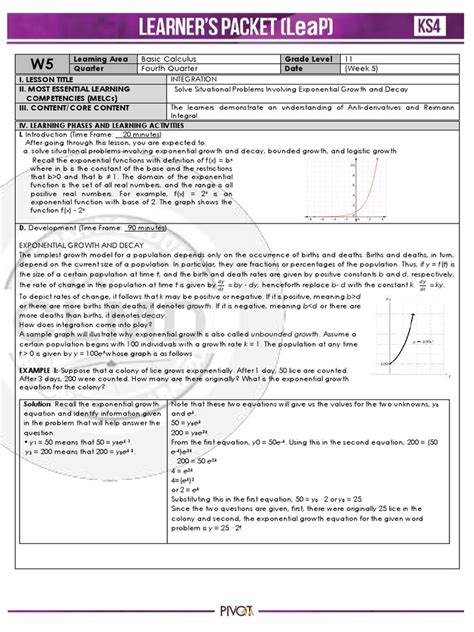 5 Q4 Stem Basic Calculus Download Free Pdf Exponential Function Learning