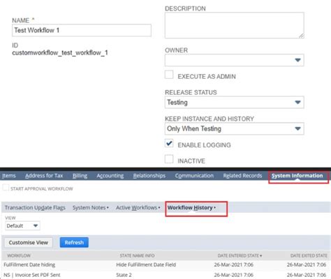 how to enable workflow history logging in netsuite ecobsoft