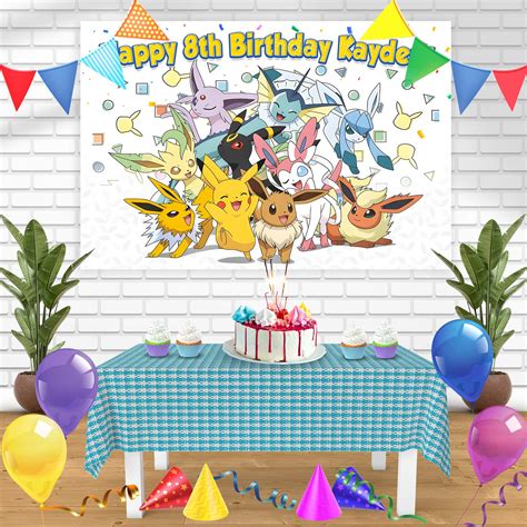 Pokemon Pikachu Eevee And Its Evolutions Bn Birthday Banner Personaliz