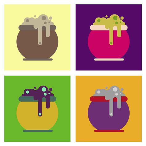 어셈블리 플랫 아이콘 할로윈 마녀 가마솥 벡터 Eps Ai Uidownload
