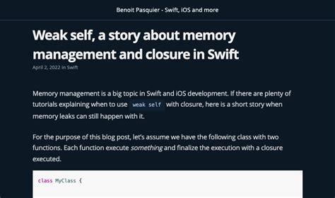 Weak Self A Story About Memory Management And Closure In Swift