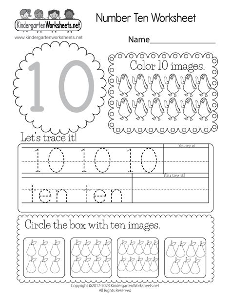 Number Ten Worksheet Printable All Free Printables