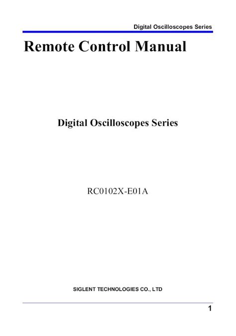 Pdf Remote Control Manual Electrokit · Digital Oscilloscopes Series 1 Remote Control Manual