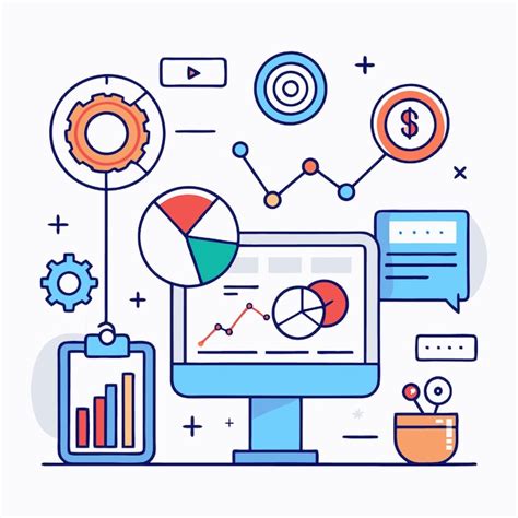 Desktop Computer With Various Data Charts And Graphs Premium Ai
