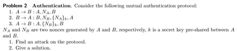 Solved Problem Authentication Consider The Following Chegg
