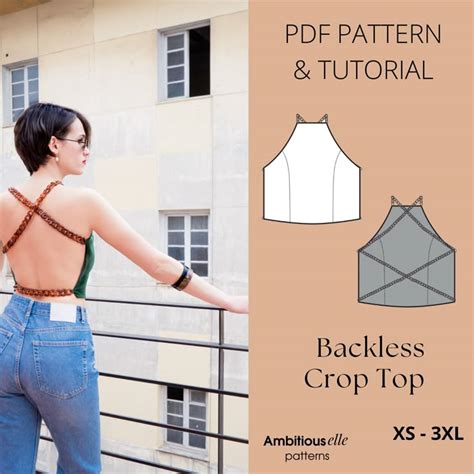 Pdf Backless Crop Top Sewing Pattern Open Back Top Sewing Pattern