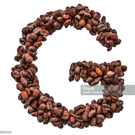 볶은 커피 콩 흰색 배경에 고립 된 3d 렌더링에서 알파벳 문자 G 0명에 대한 스톡 사진 및 기타 이미지 0명 3차원