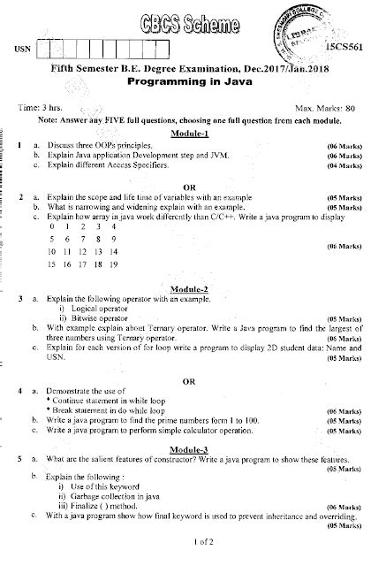 Visvesvaraya Technological University Be Computer Science Cbcs