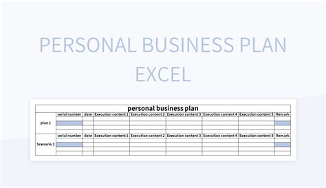Free Excel Personal Business Plan Templates For Google Sheets And Microsoft Excel Slidesdocs