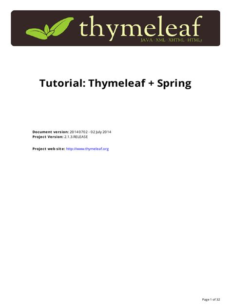 Tutorial Thymeleaf Spring Pdf Modelviewcontroller Software