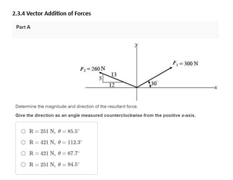 Solved 234 ﻿vector Addition Of Forcespart Adetermine The