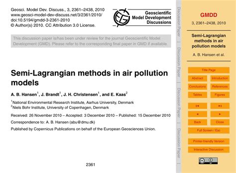 pdf semi lagrangian methods in air pollution models