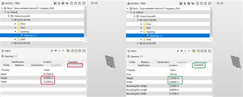 swapped height and width values of opening in base quantities in