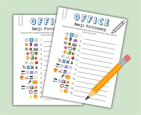 Office Emoji Pictionary Game Printable Team Building And Holiday Party
