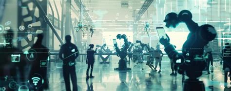 In An Industrial Factory Industrial Engineer Working With Automation Robot Arms Machines On