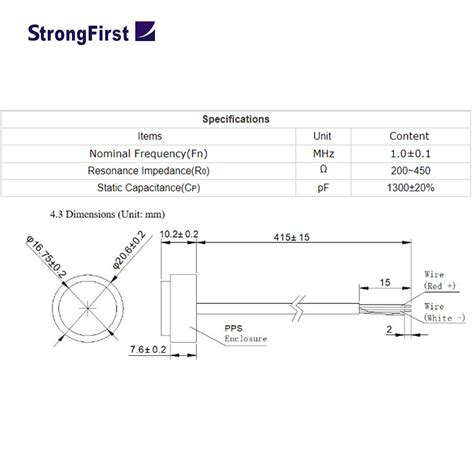 Strongfirstfactory Ultrasonic Piezoelectric Transducer Waterproof 1 Mhz