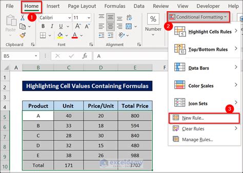 Excel Conditional Formatting Formula