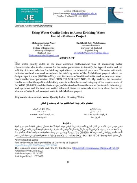 Using Water Quality Index To Assess Drin Pdf Water Magnesium
