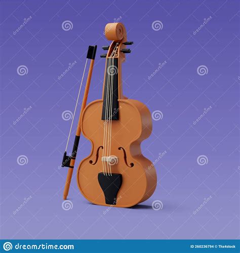 3d Vector Violin With Fiddlestick Music And Instrument Concept Stock Vector Illustration Of
