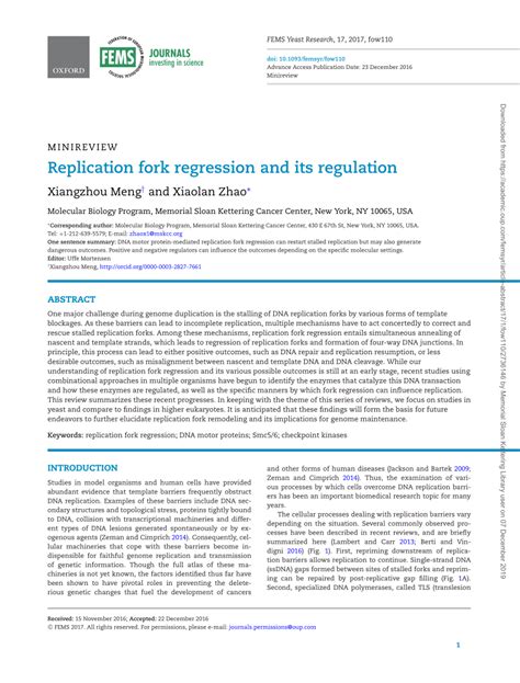 Pdf Replication Fork Regression And Its Regulation Pdf Replication Fork Regression And Its Regulation