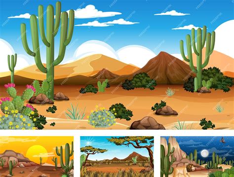 Free Vector Different Scenes With Desert Forest Landscape
