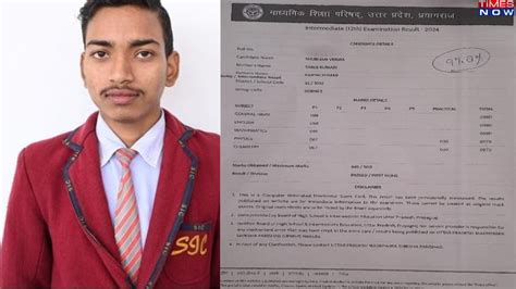 Up Board Inter Topper Shubham Vermas Marksheet Goes Viral Check How Much He Scored Times Now