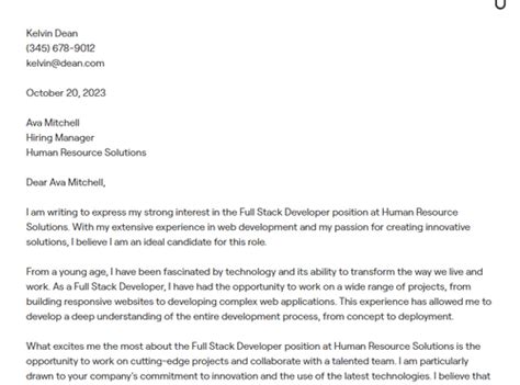 2024 Fresher Front End Developer Cover Letter Example Free Tools