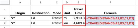 TRAVELDISTANCE Function Google Sheets Sheets Help