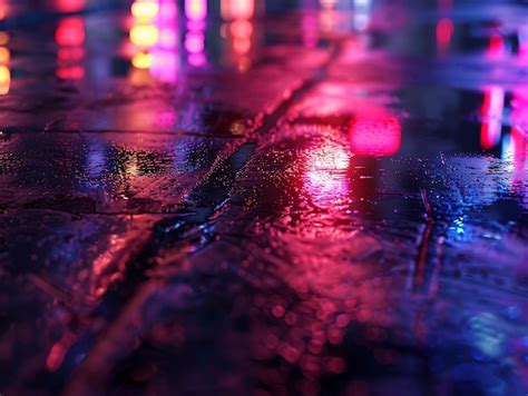 Premium Photo High Resolution Image Of Wet Asphalt Reflecting Neon Lights