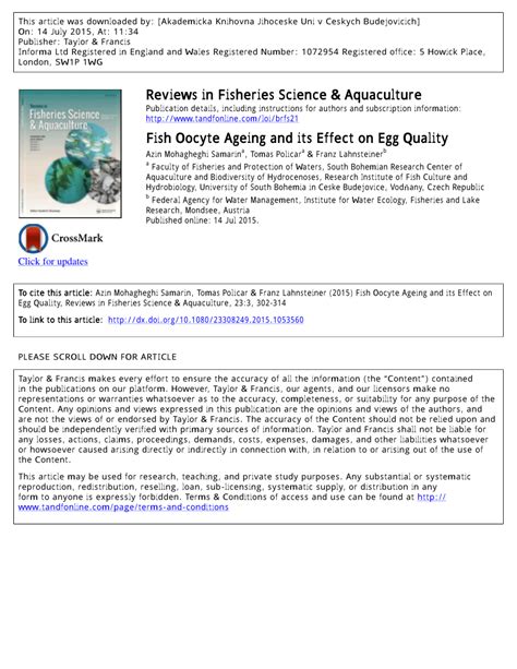 Pdf Fish Oocyte Ageing And Its Effect On Egg Quality