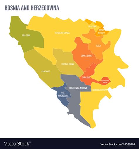 Bosnia And Herzegovina Political Map Royalty Free Vector