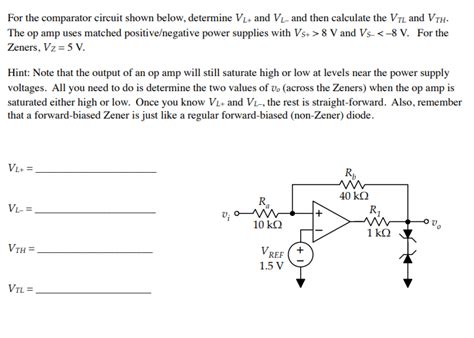 Solved For The Comparator Circuit Shown Below Determine Vi Chegg