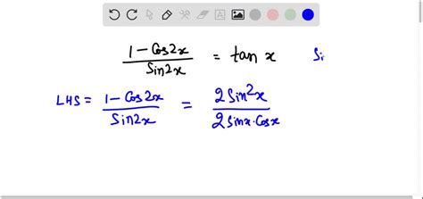 Solved Prove The Trigonometric Identity Sin 2x 2sin X Cos X Using