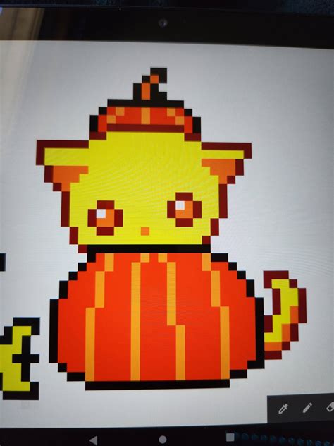 Pumpkin Cat Pixel Art By Blueartfox On Deviantart