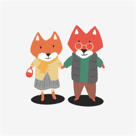 두 손으로 그리기 일러스트 귀여운 여우 여우 클립 아트 손으로 그린 귀엽다 PNG 일러스트 및 PSD 이미지 무료 다운로드