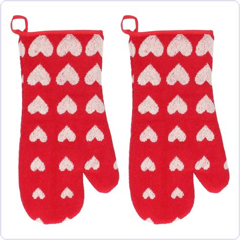 6172 2 Ovenwanten Hartjes Rood