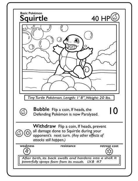 Desenhos De Squirtle Carta Pokémon Para Colorir E Imprimir