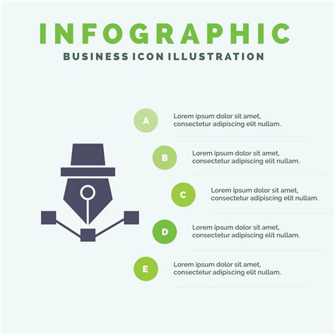 Pen Drawing Art Design Draw Solid Icon Infographics 5 Steps