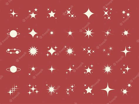 별 현대 별의 집합입니다 스파클 스타 아이콘 모음입니다 반짝이는 별 기호 새해 Bithday 프리미엄 벡터
