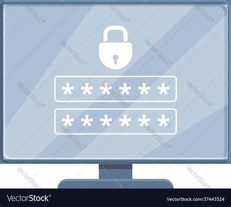 Pc Password Protection Icon Cartoon Style Vector Image