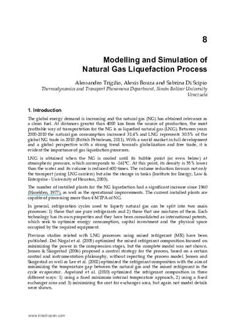 pdf modelling and simulation of natural gas liquefaction process