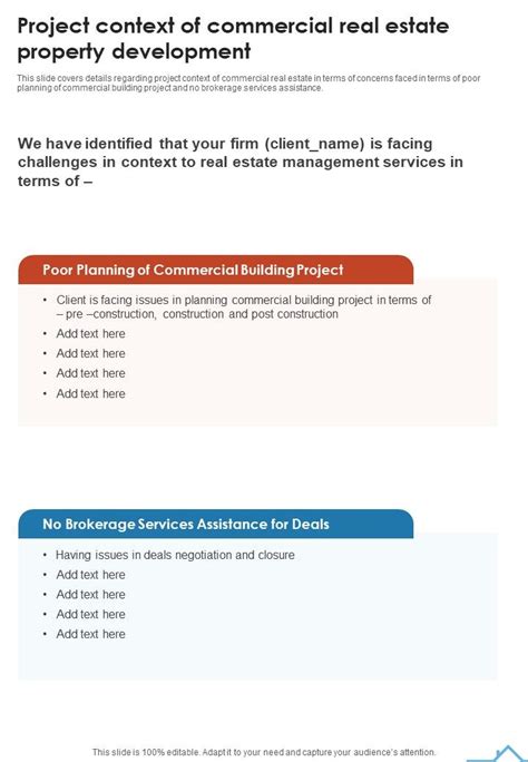Project Context Of Commercial Real Estate Property Development One Pager Sa