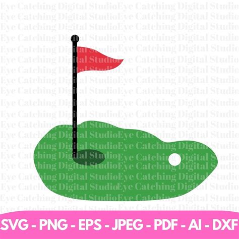 Golf Green Svg Putting Green Cut File Layered Golf Svg Golf Ball Hole With Flag Vector Art